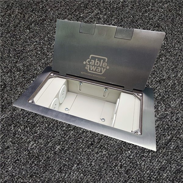 Floor Outlet Box 4 x 10amp Auto Swiched Outlets - Stainless Steel Flush ...